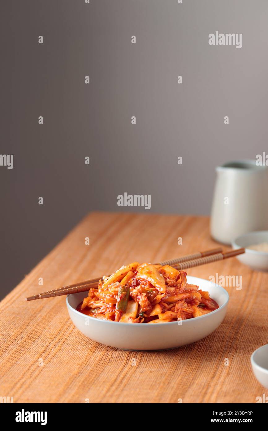 Kimchi, Kimchee in the Bowl, Red Spicy Kim Chi, Hot Fermented Napa ...