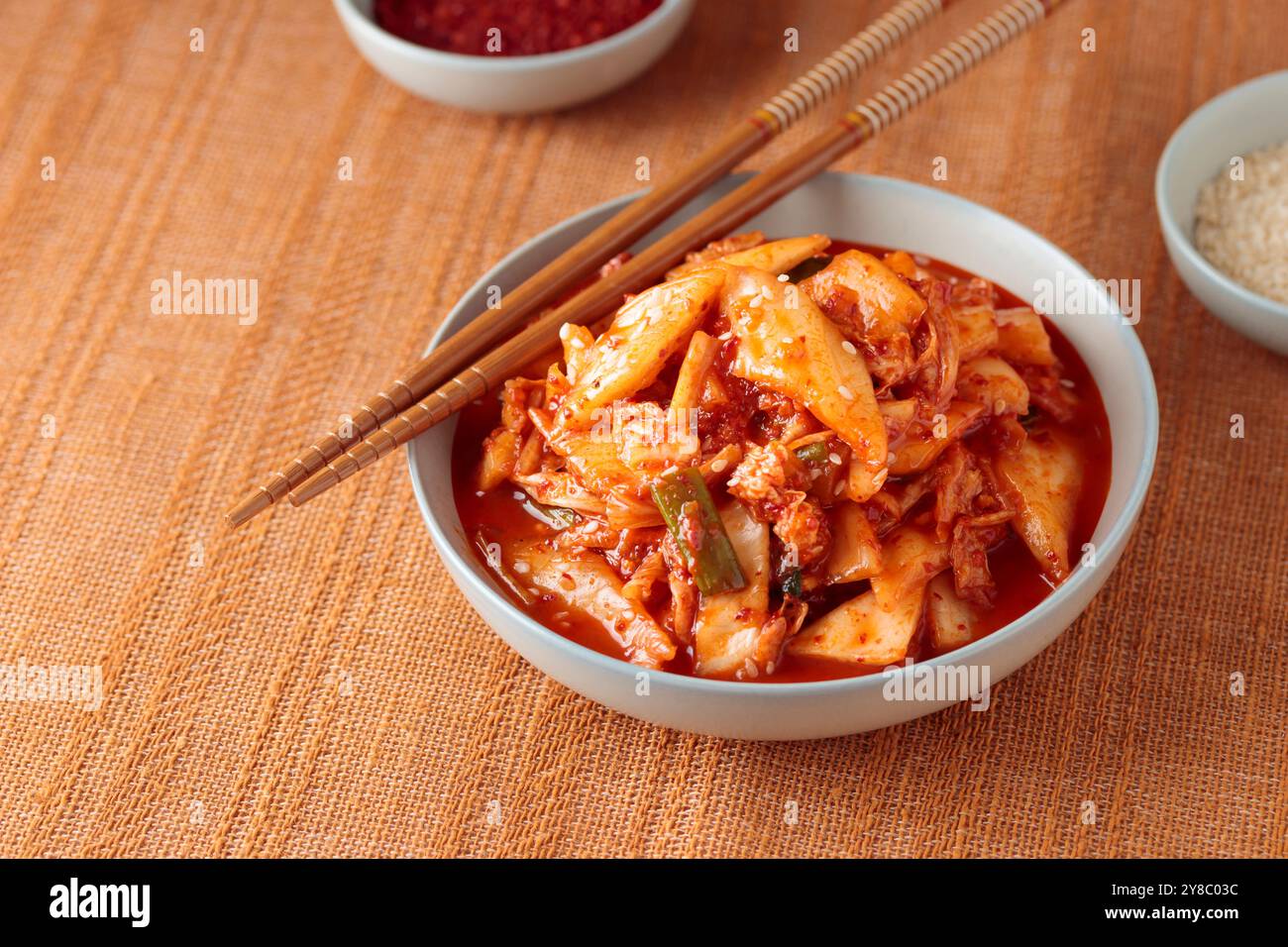 Kimchi, Kimchee in the Bowl, Red Spicy Kim Chi, Hot Fermented Napa ...