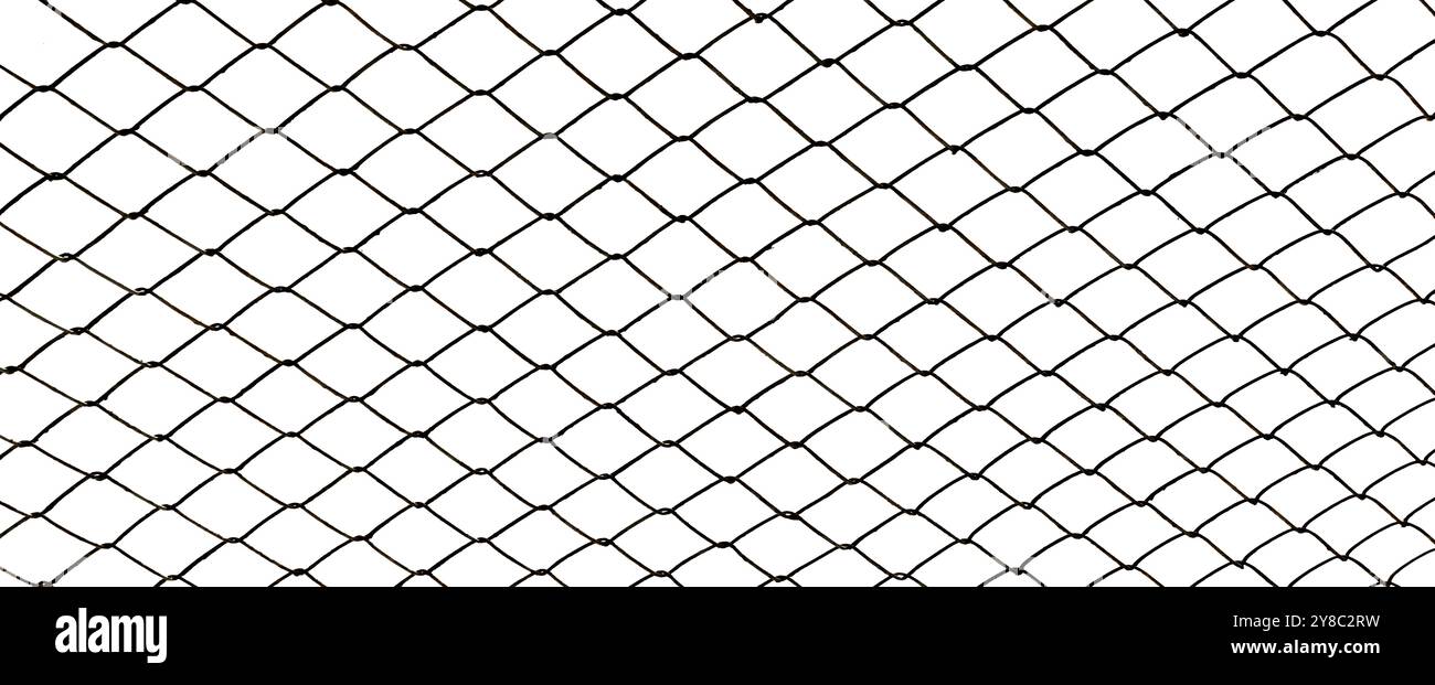 The texture of the metal mesh. Torn, destroyed, broken metal mesh on a ...