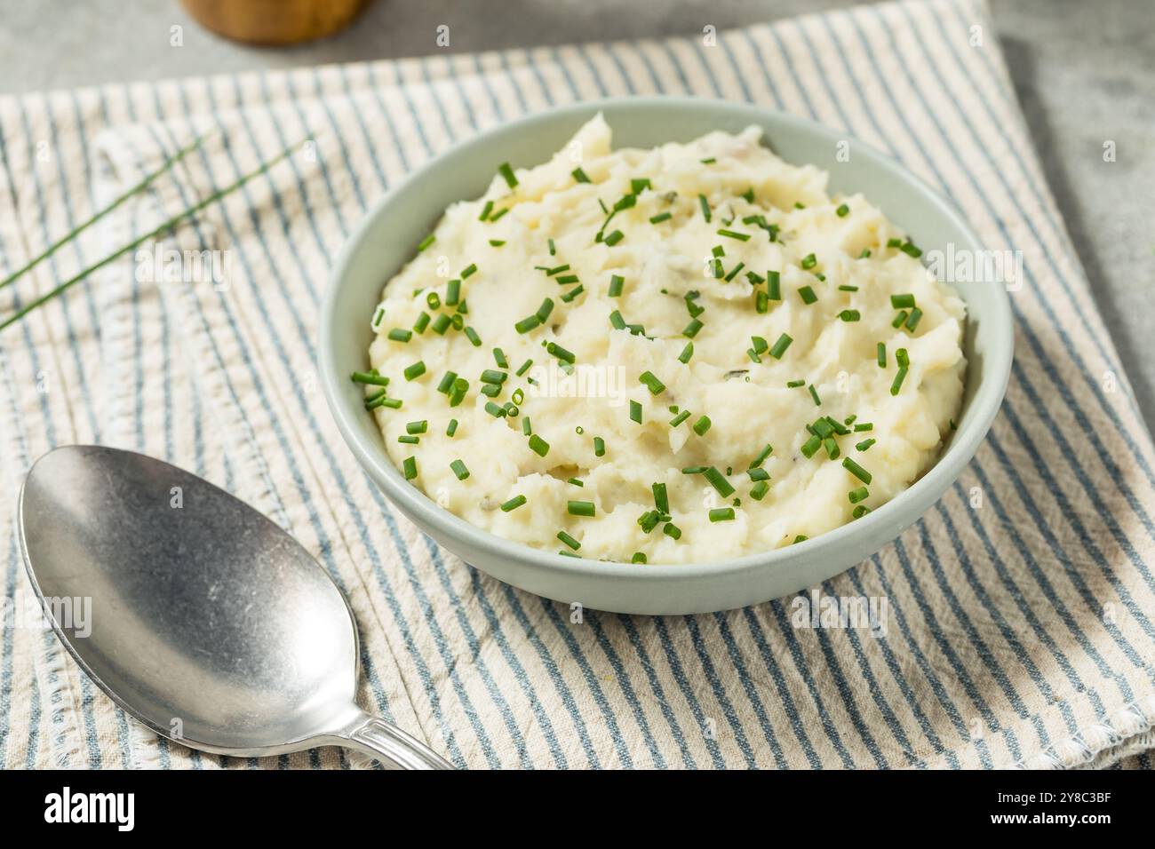 Homemade Chive and Garlic Mashed Potatoes with Butter Stock Photo - Alamy