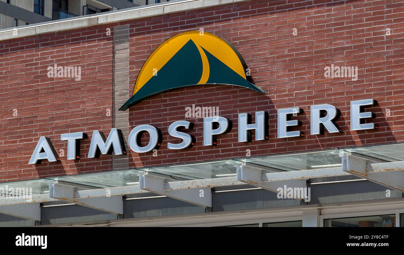 Atmosphere store sign and logo at Shops at Don Mills in Toronto Stock ...