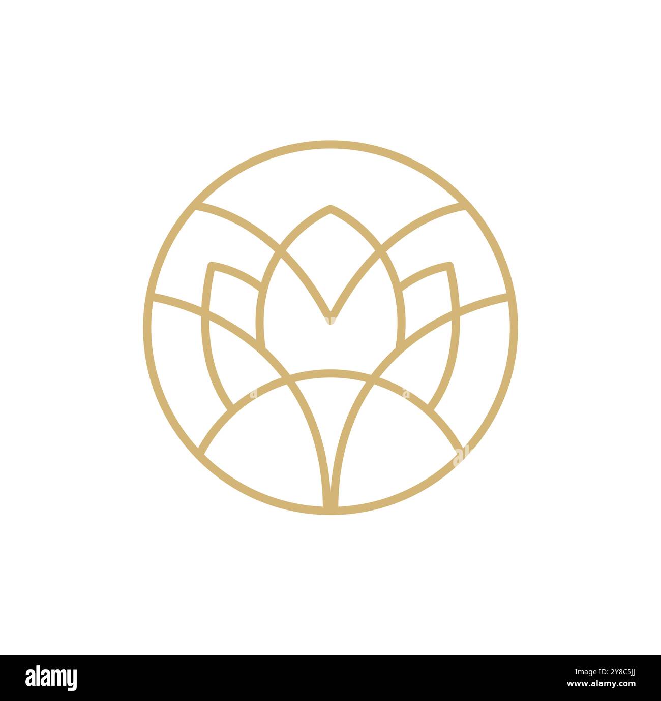 Vector simple flower lotus logo beige line design. template elegant ...