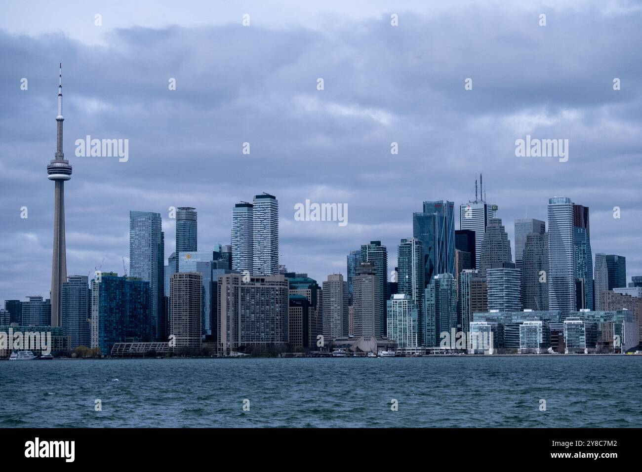 Landscape of the Ontario lake with residential and office towers and ...