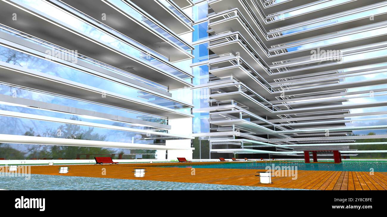 Exterior of a prestigious residential complex. View from the courtyard ...