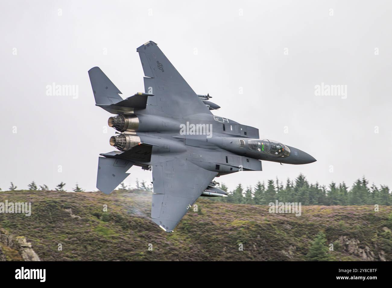 USAF F-15 practicing low level sortie through the Mach Loop, Dolgellau ...
