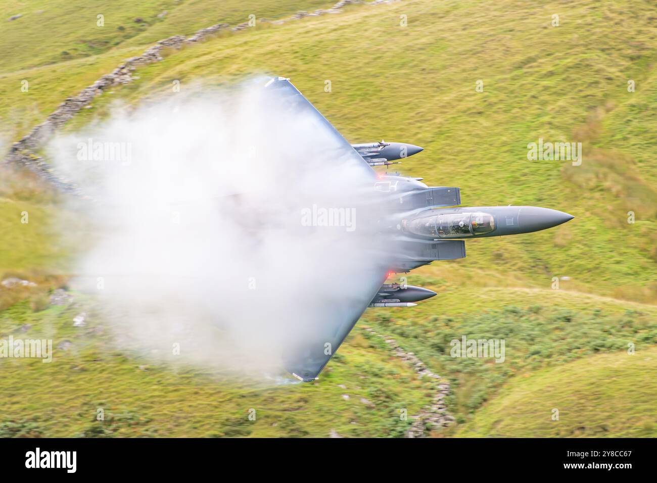 USAF F-15 practicing low level sortie through the Mach Loop, Dolgellau ...