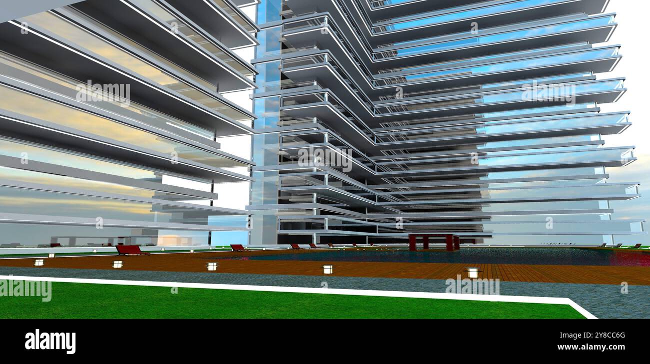 View from the courtyard of the corner exterior of an innovative ...