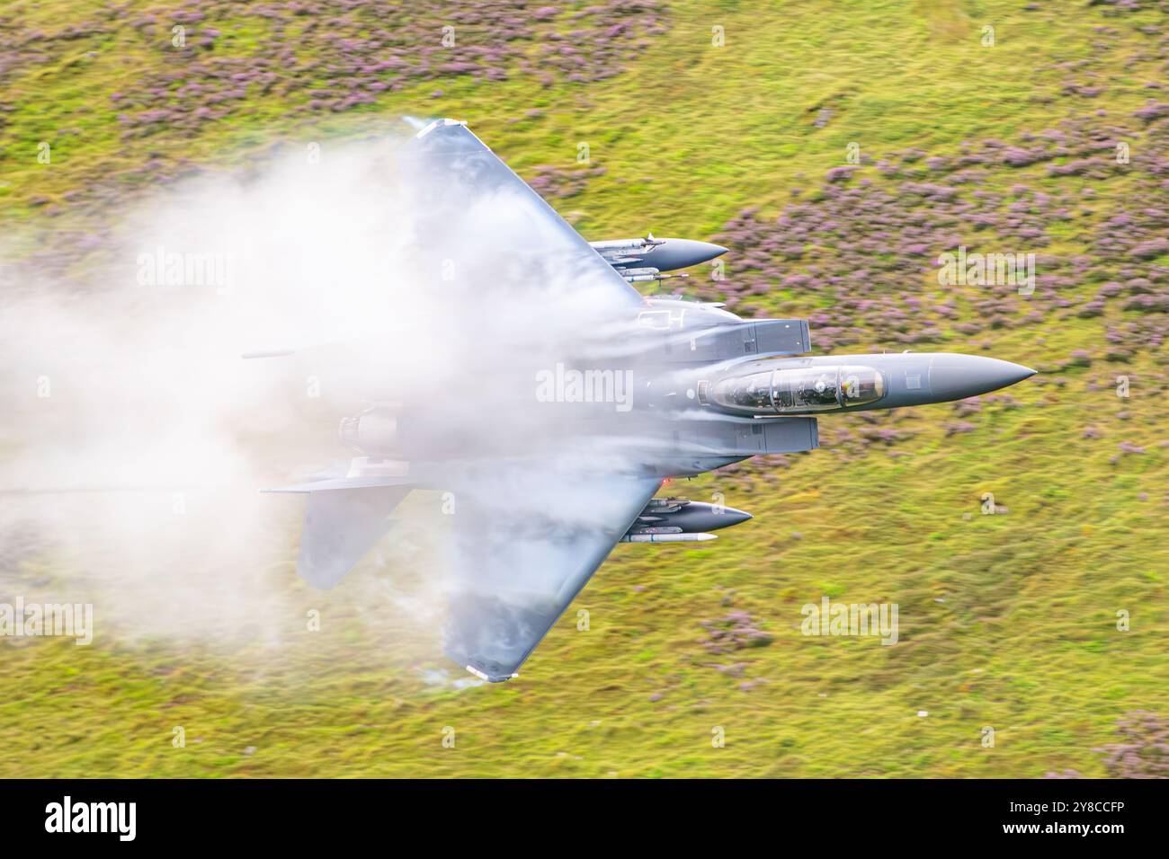 USAF F-15 practicing low level sortie through the Mach Loop, Dolgellau ...