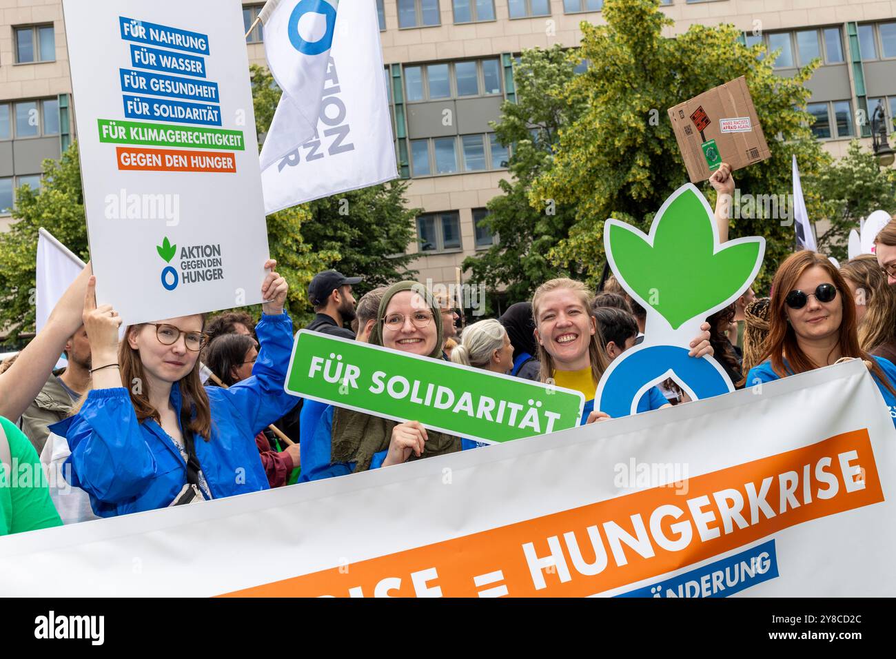 Berlin, Germany 31-5-2024 Smiling young Crowd with signs at the Fridays ...