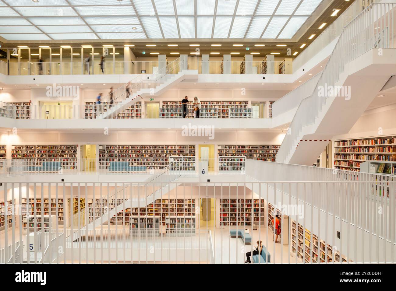 Stuttgart, Germany 6.3.2017 Interior of the Stadtbibliothek or central ...