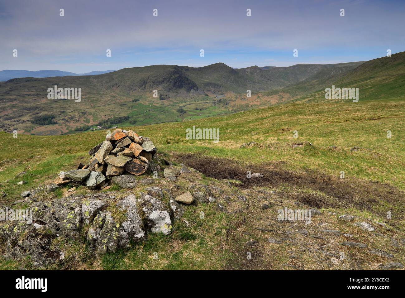 View over Shipman Knotts fell, above the village of Kentmere, Lake ...