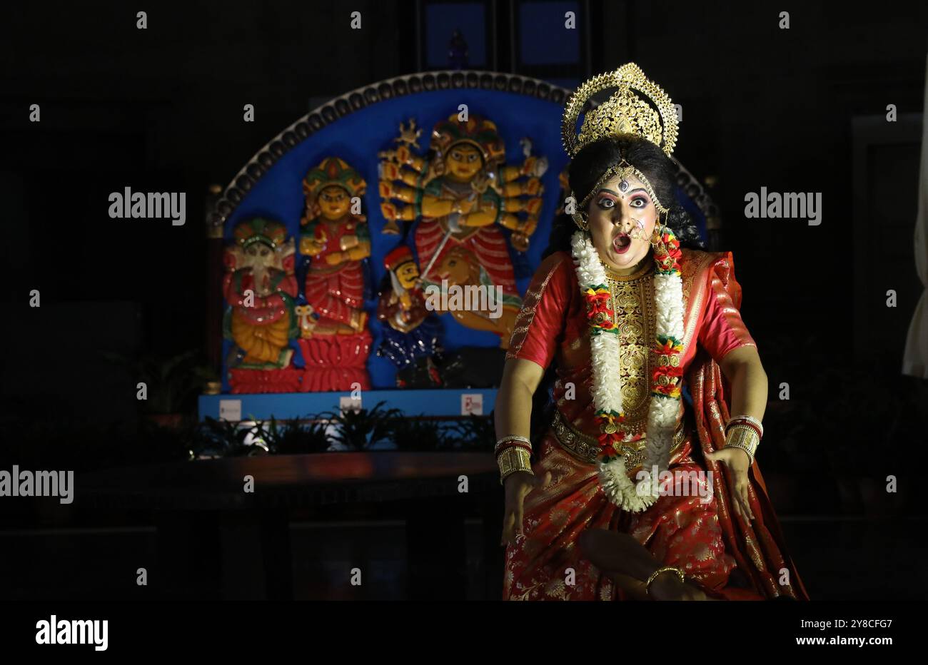 A dancer performs the ''Durgotsab'' dance dressed as goddess Durga ...