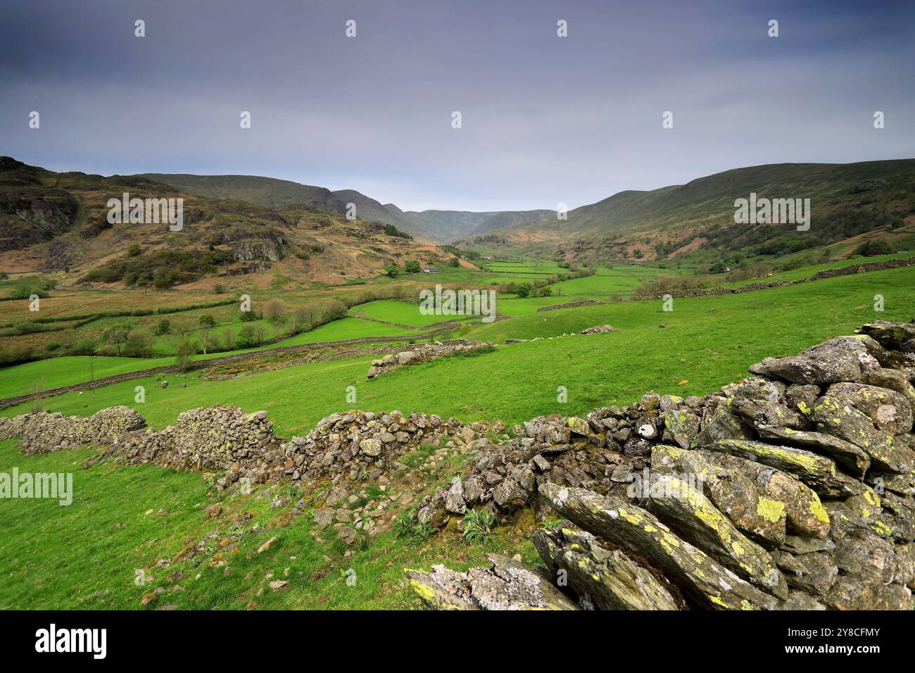 View over the Kentmere valley, Lake District National Park; Cumbria ...