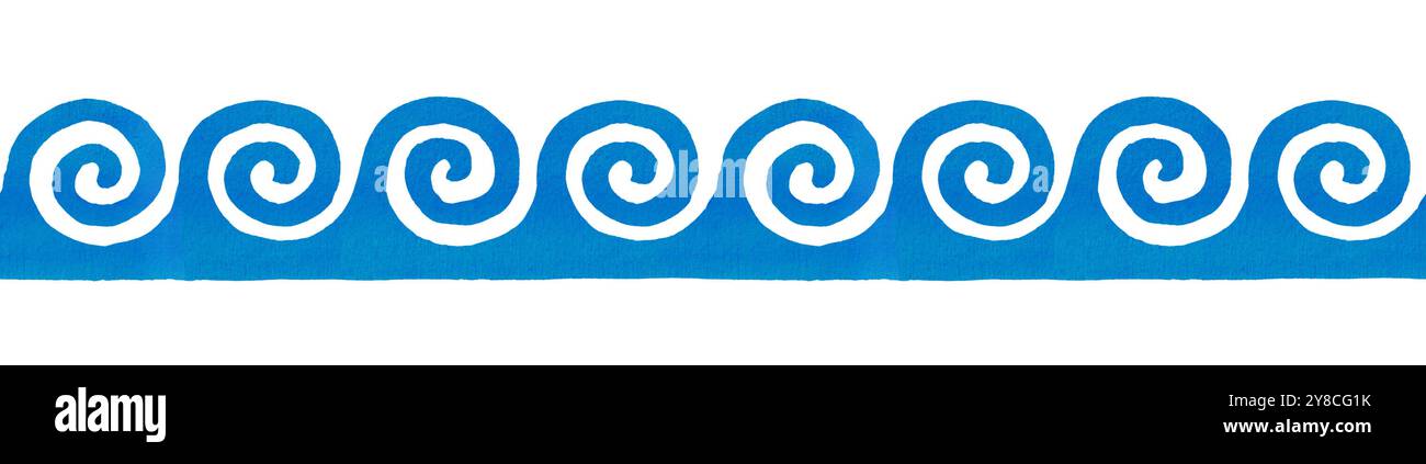 Greek Meander Ornament seamless border, Mediterranean, Greece. Hand ...