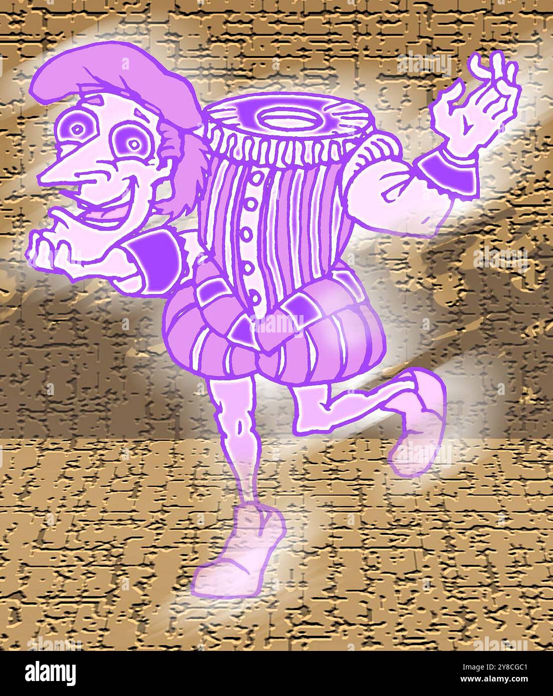 Headless ghost wearing Shakespearean, Elizabethan clothing, holding his ...