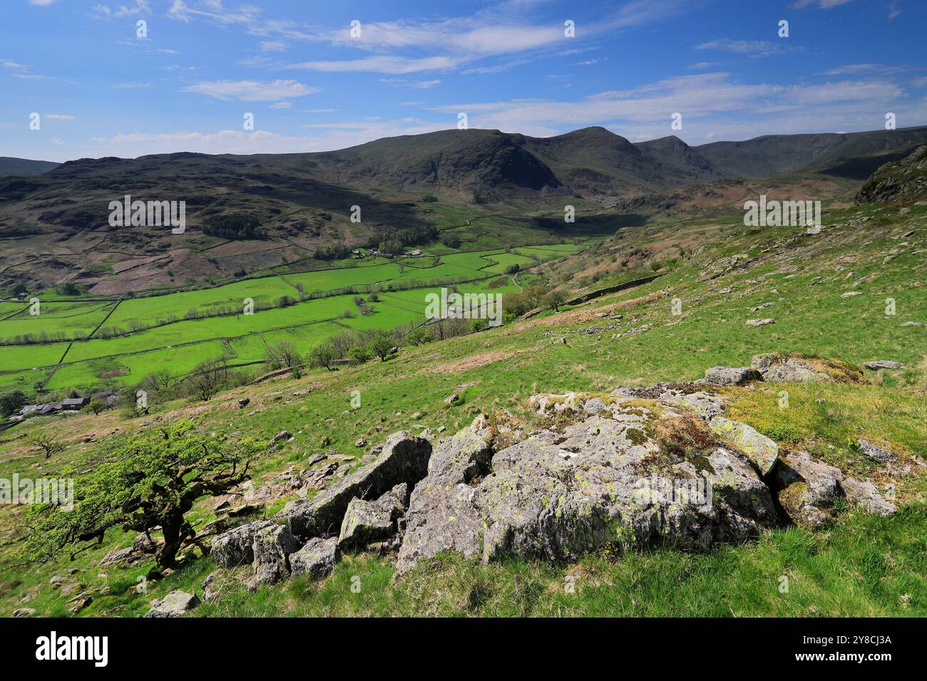 View over the Kentmere valley, Lake District National Park; Cumbria ...