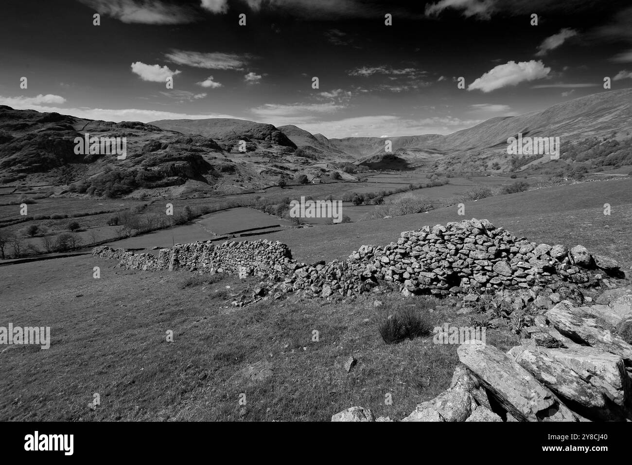 View over the Kentmere valley, Lake District National Park; Cumbria ...