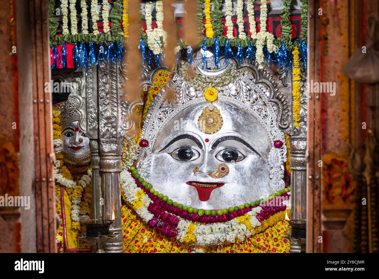 idol of hindu holy goddess at temple from flat angle image is taken at ...