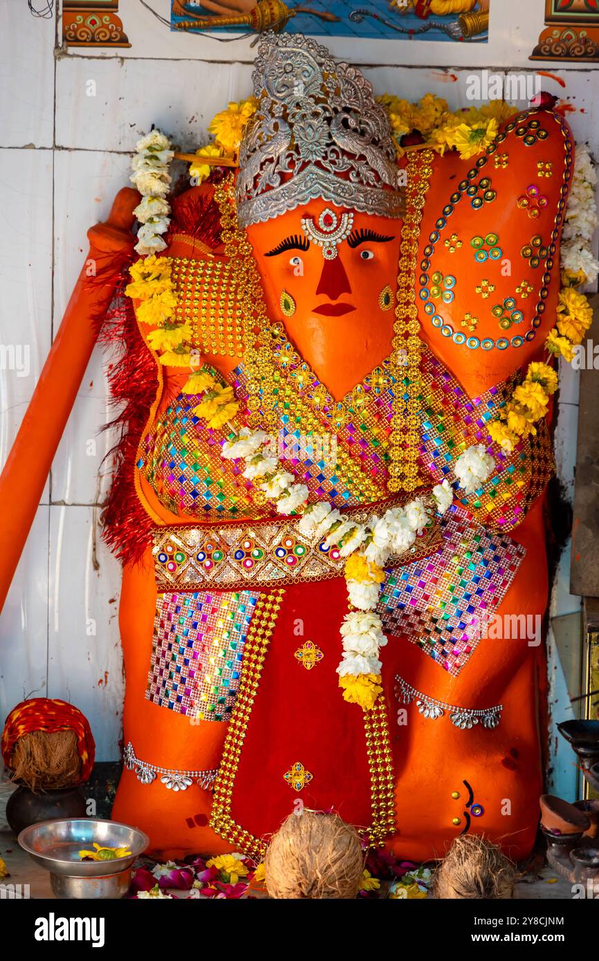 idol of hindu holy god lord hanuman at indoor from different angle ...