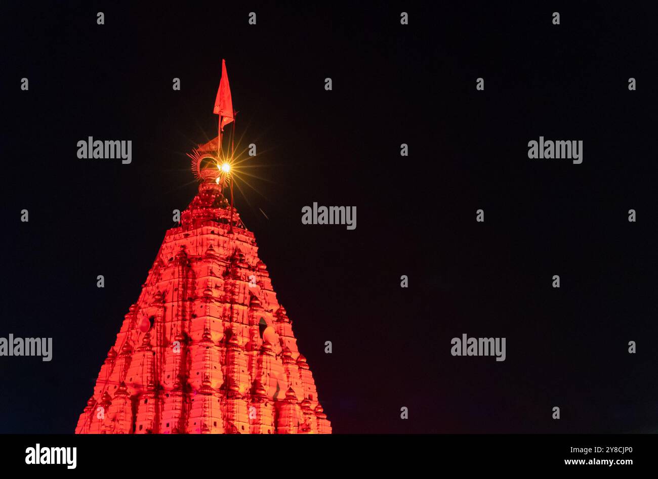 hindu holy temple dome architecture in colorful light at night image is ...