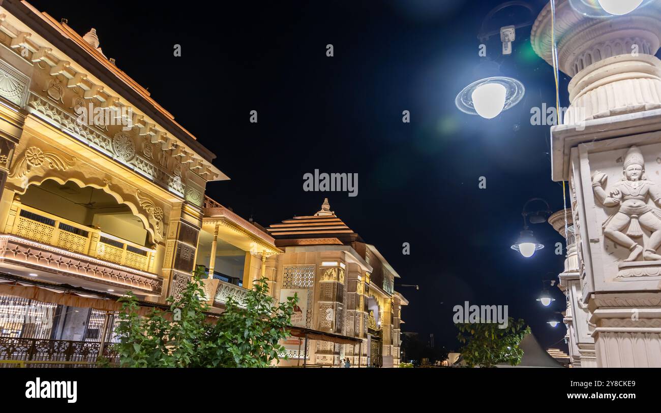 holy hindu temple complex entrance gate at night image is taken at ...