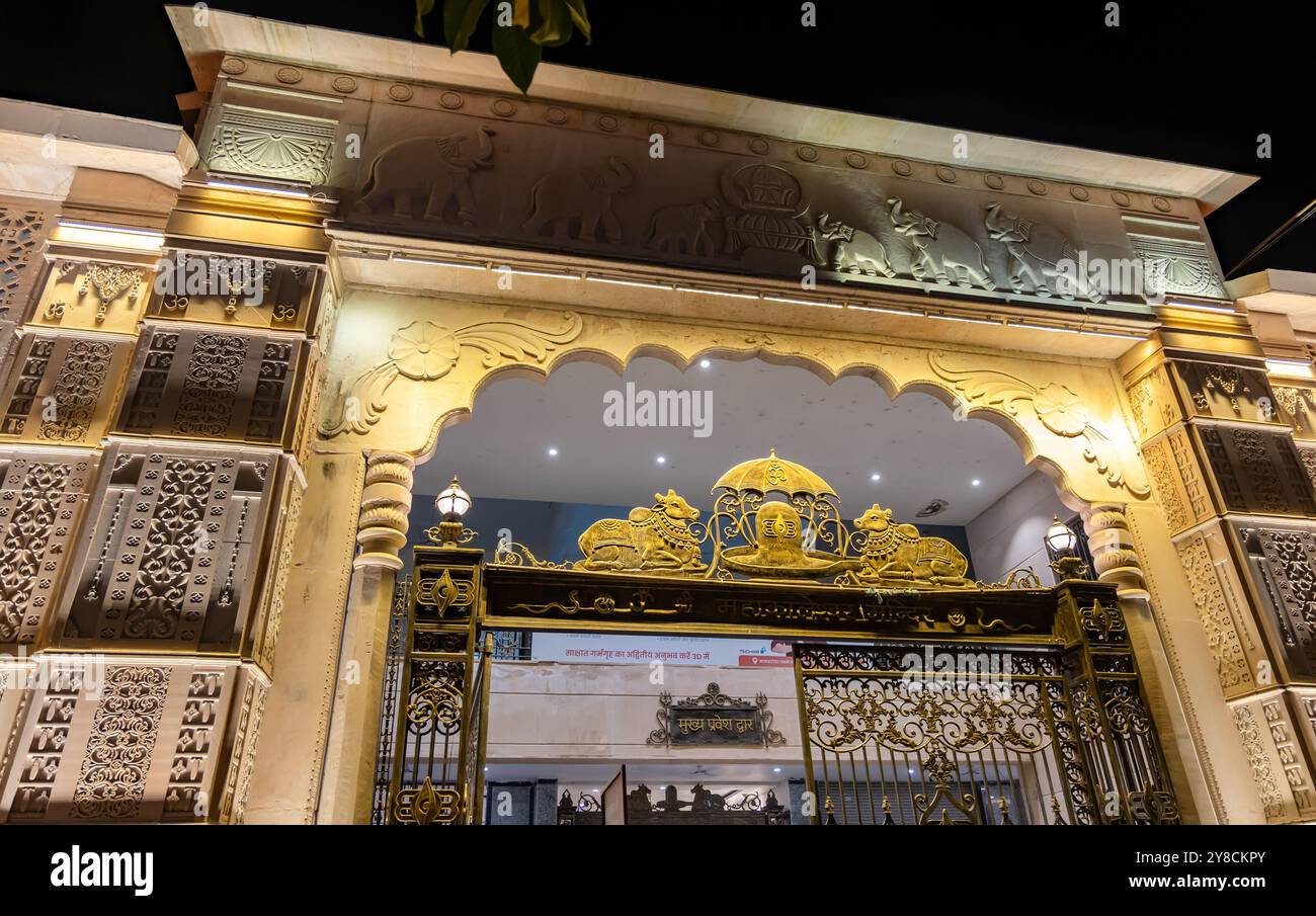 holy hindu temple complex entrance gate at night image is taken at ...