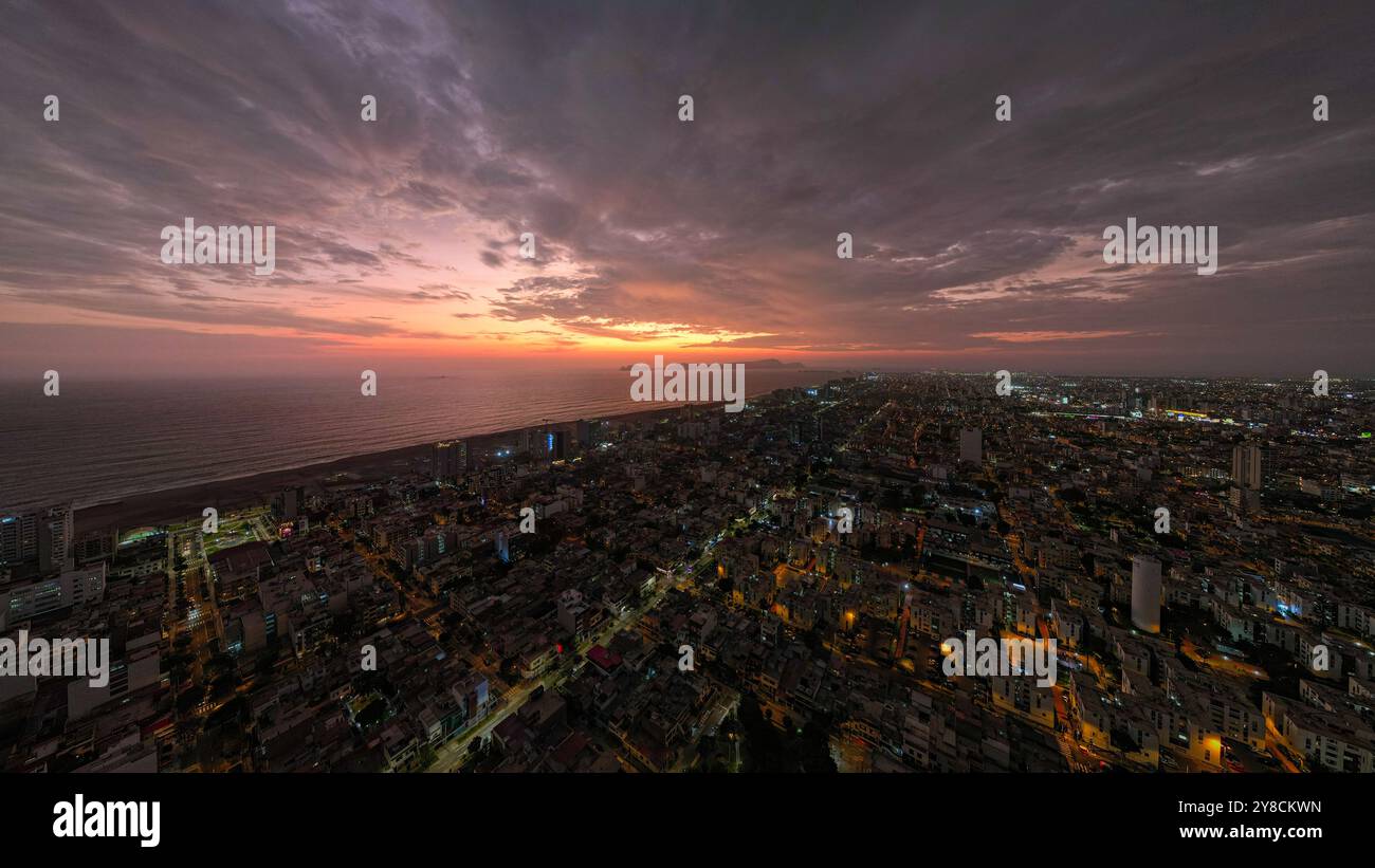Lima, Peru - February 15, 2024: Dramatic Aerial Cityscape View in the ...