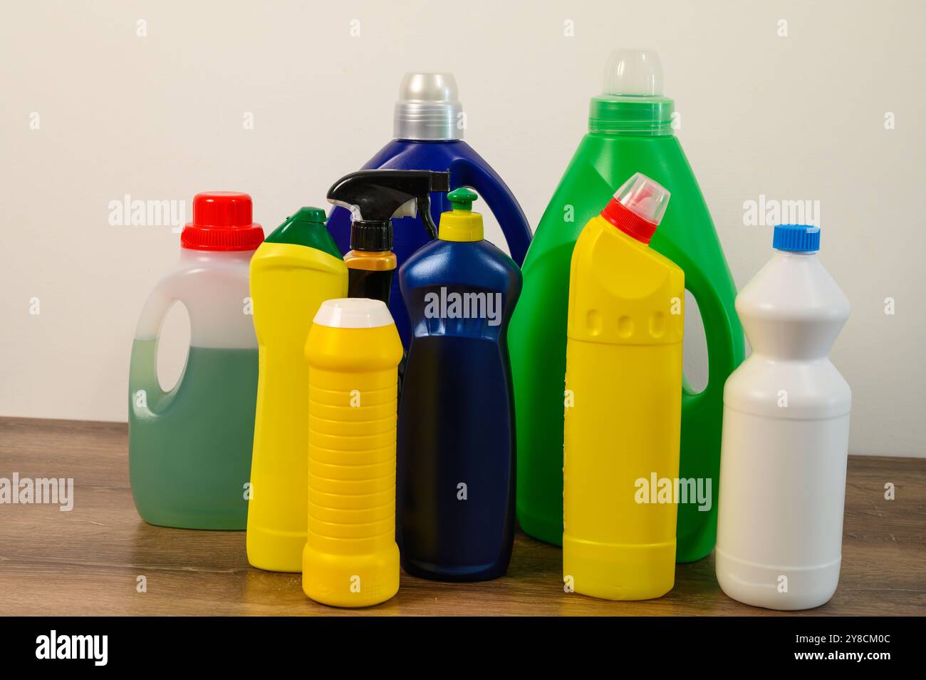 Set of detergents for washing close-up Stock Photo - Alamy