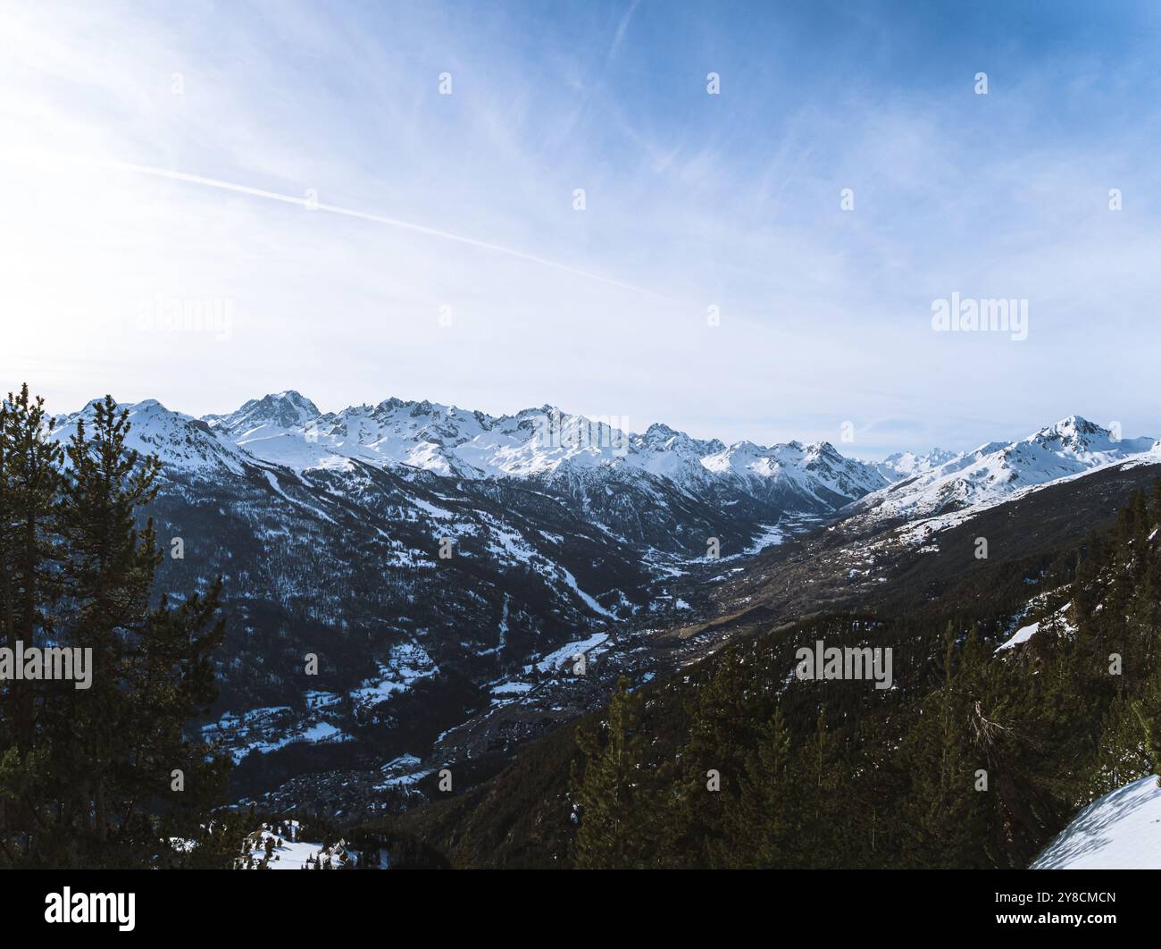 A panoramic view of Serre Chevalier Briançon ski resort in the French ...