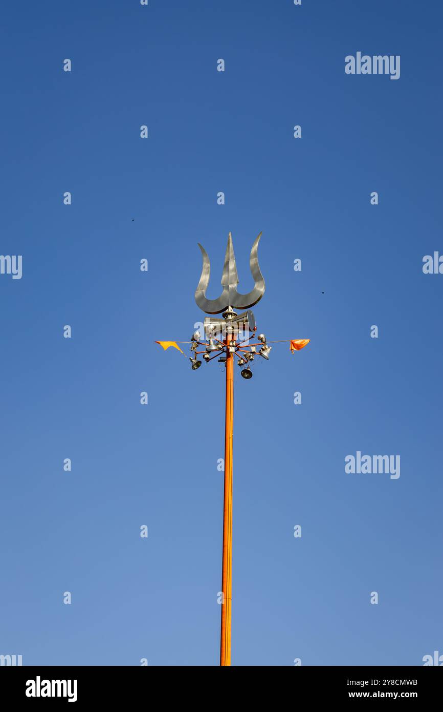 hindu god lord shiva holy trident with bright blue sky at morning Stock ...