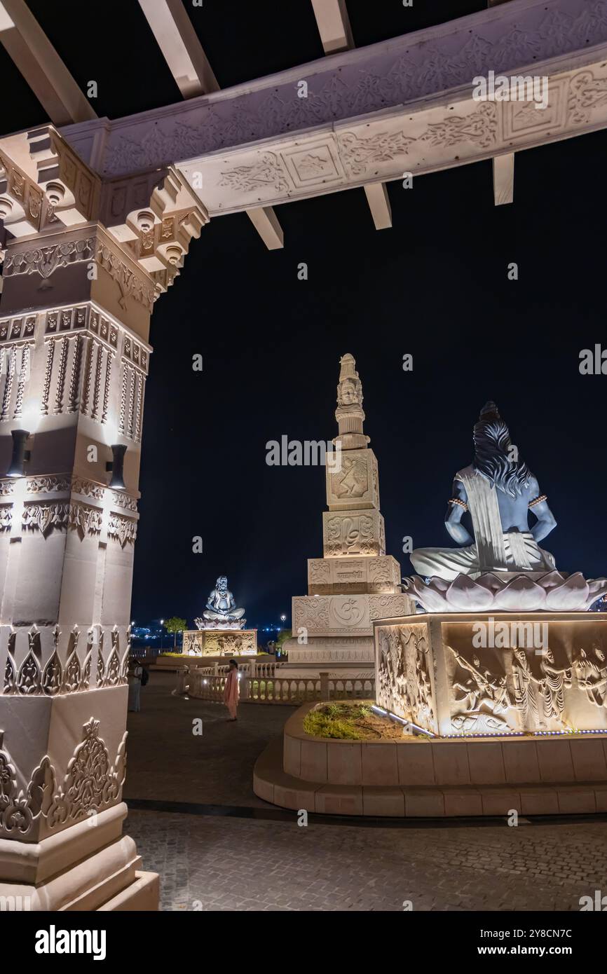 idols of hindu holy sage sitting in mediation at outdoor at night image ...
