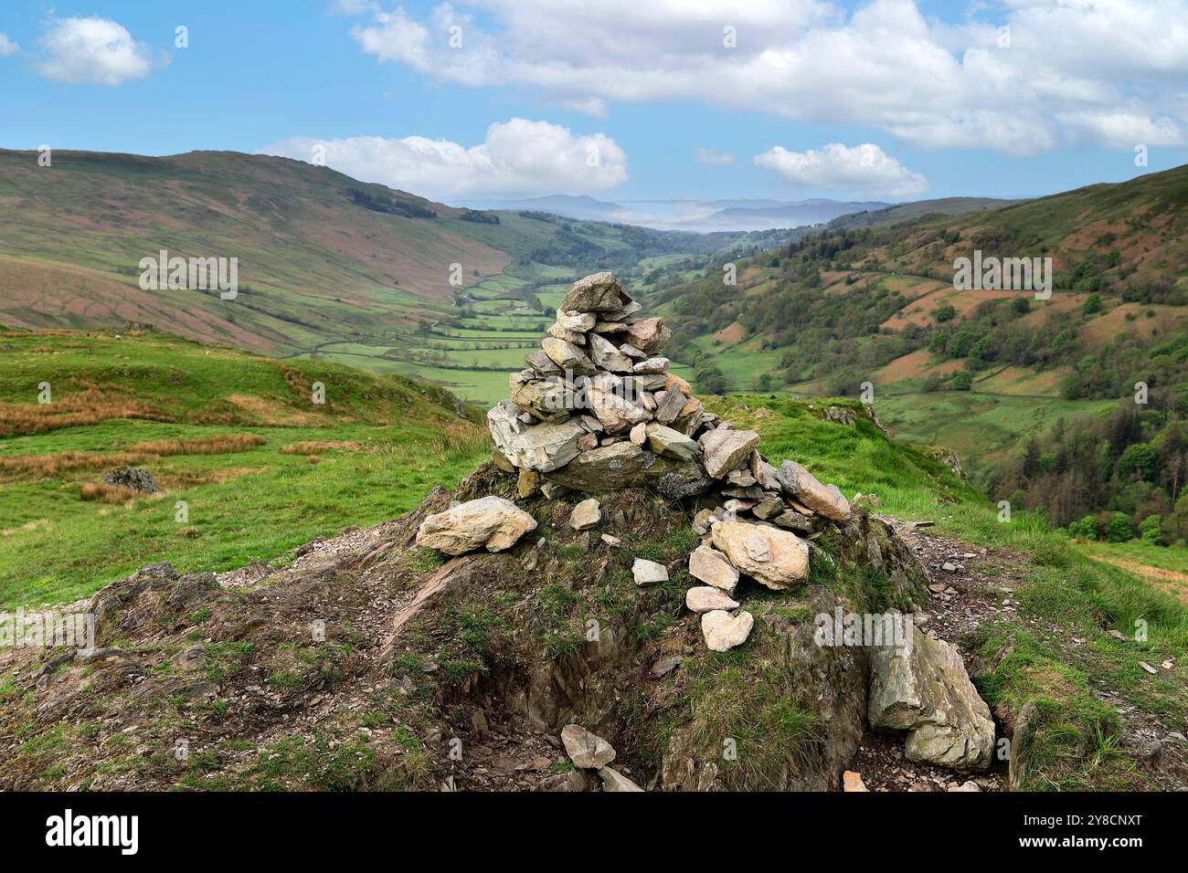 View of the Summit Cairn of Troutbeck tongue fell, Troutbeck valley ...