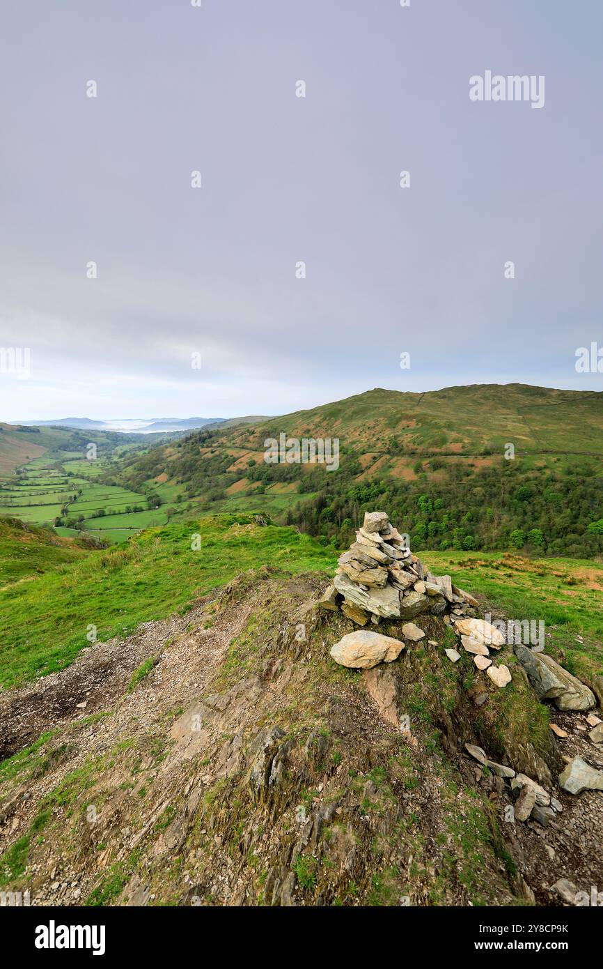 View of the Summit Cairn of Troutbeck tongue fell, Troutbeck valley ...