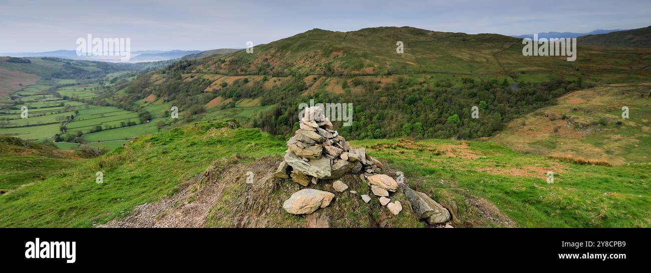 View of the Summit Cairn of Troutbeck tongue fell, Troutbeck valley ...