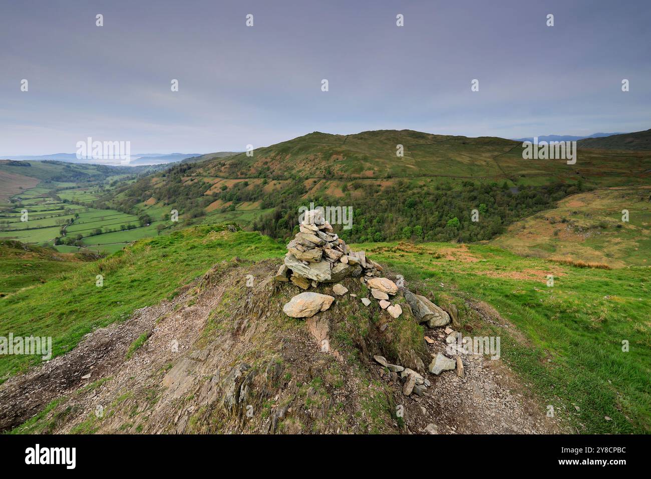View of the Summit Cairn of Troutbeck tongue fell, Troutbeck valley ...
