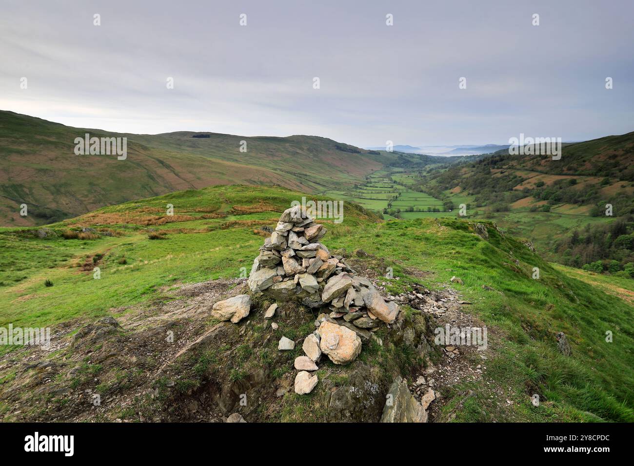 View over the Troutbeck valley, above lake Windermere, Lake District ...