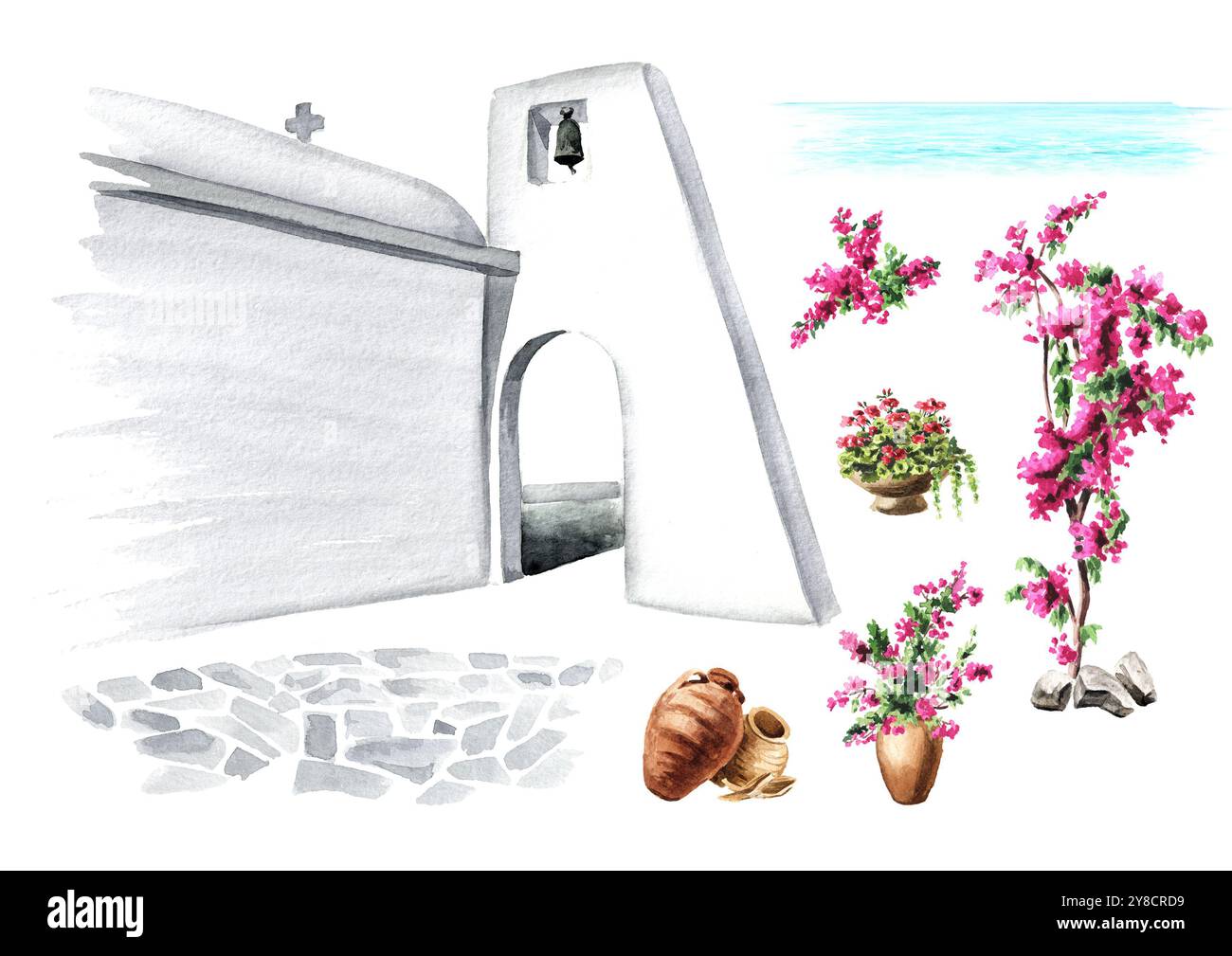 Element of traditional Greek architecture set, Mediterranean, Greece ...