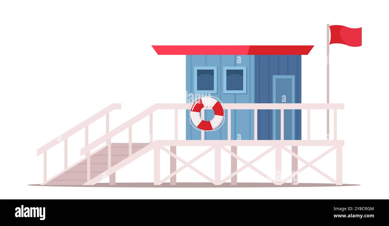 Lifeguard tower on the beach. Coast guard station in modern flat design ...