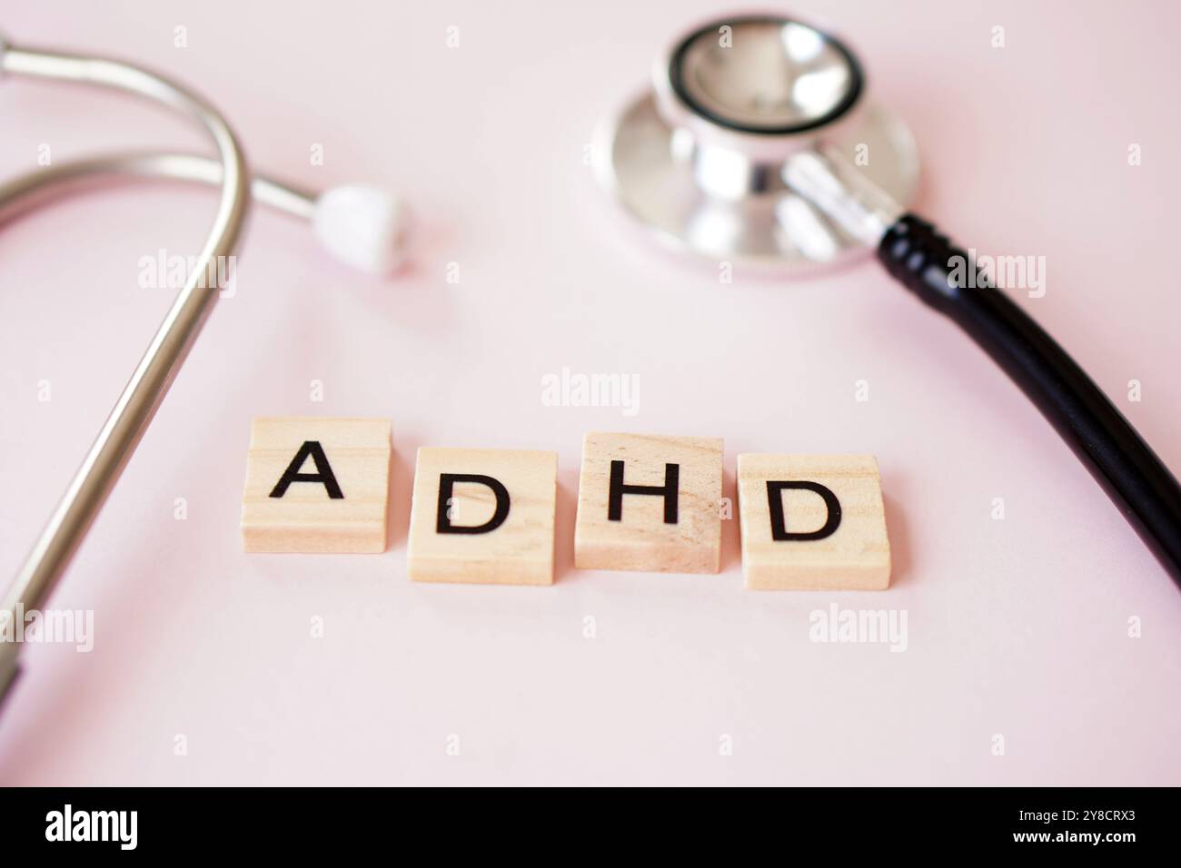 ADHD concept. Attention Deficit Hyperactivity Disorder. wooden block ...