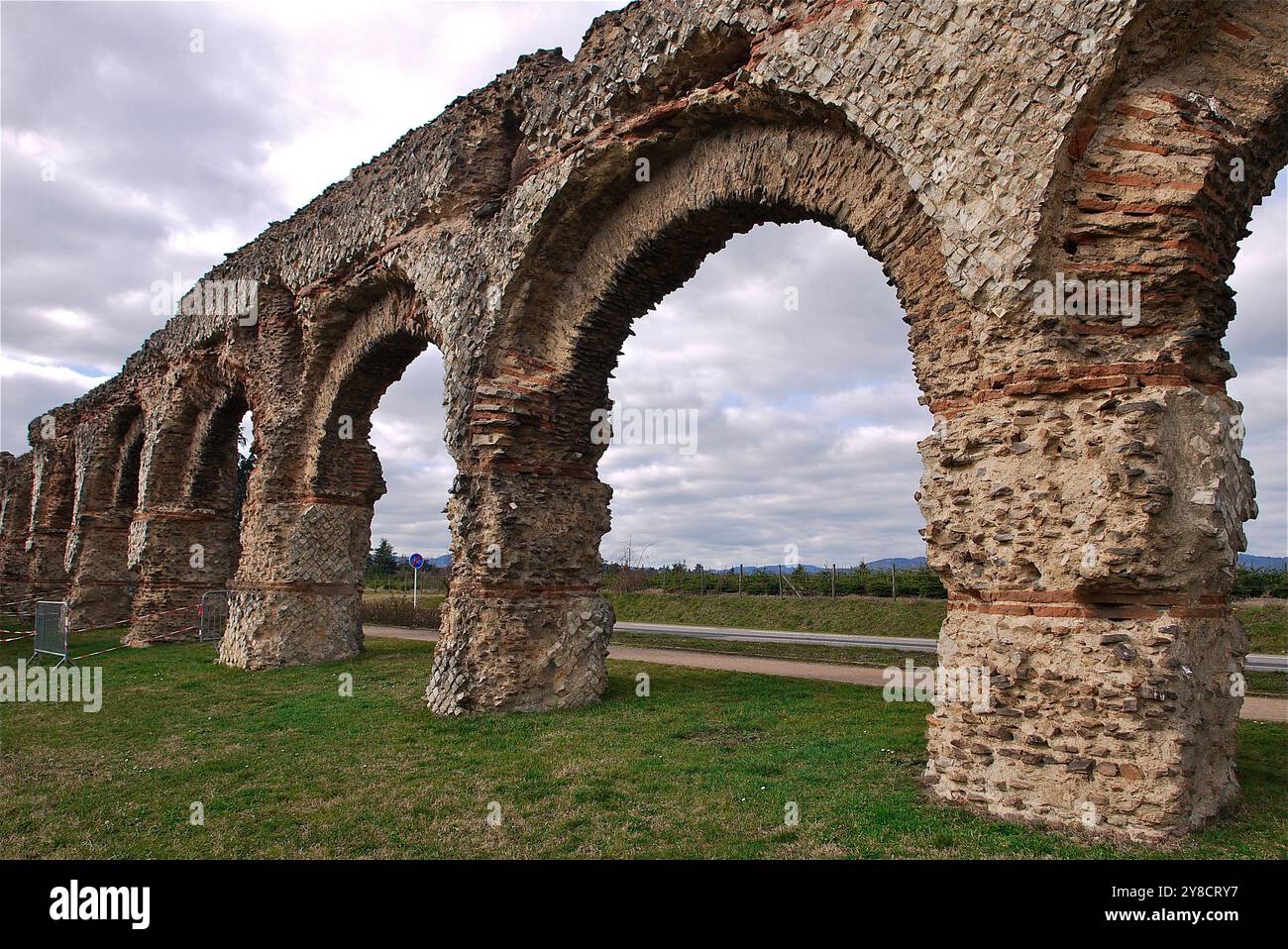 Aqueduct, roman ruins in Lyon area, Chaponost, Rhone, AURA region ...