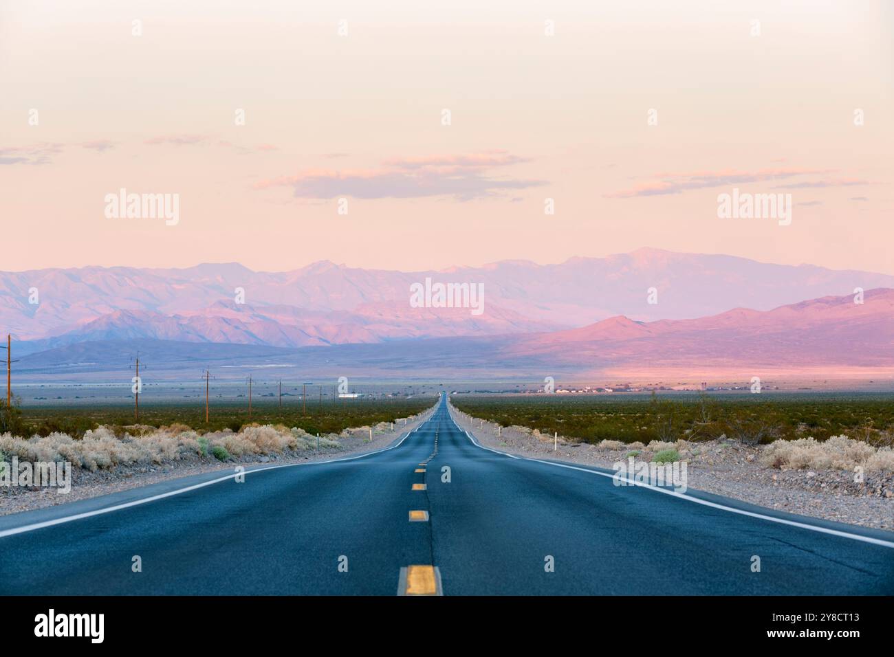 Desert Highway Adventure, Sunny Day with Hills - Arizona Road ...