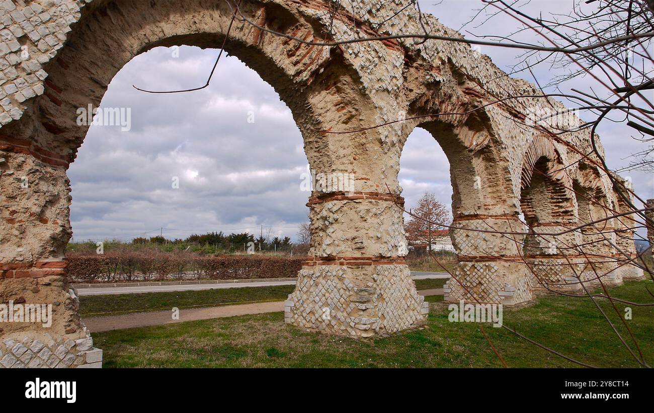 Aqueduct, roman ruins in Lyon area, Chaponost, Rhone, AURA region ...