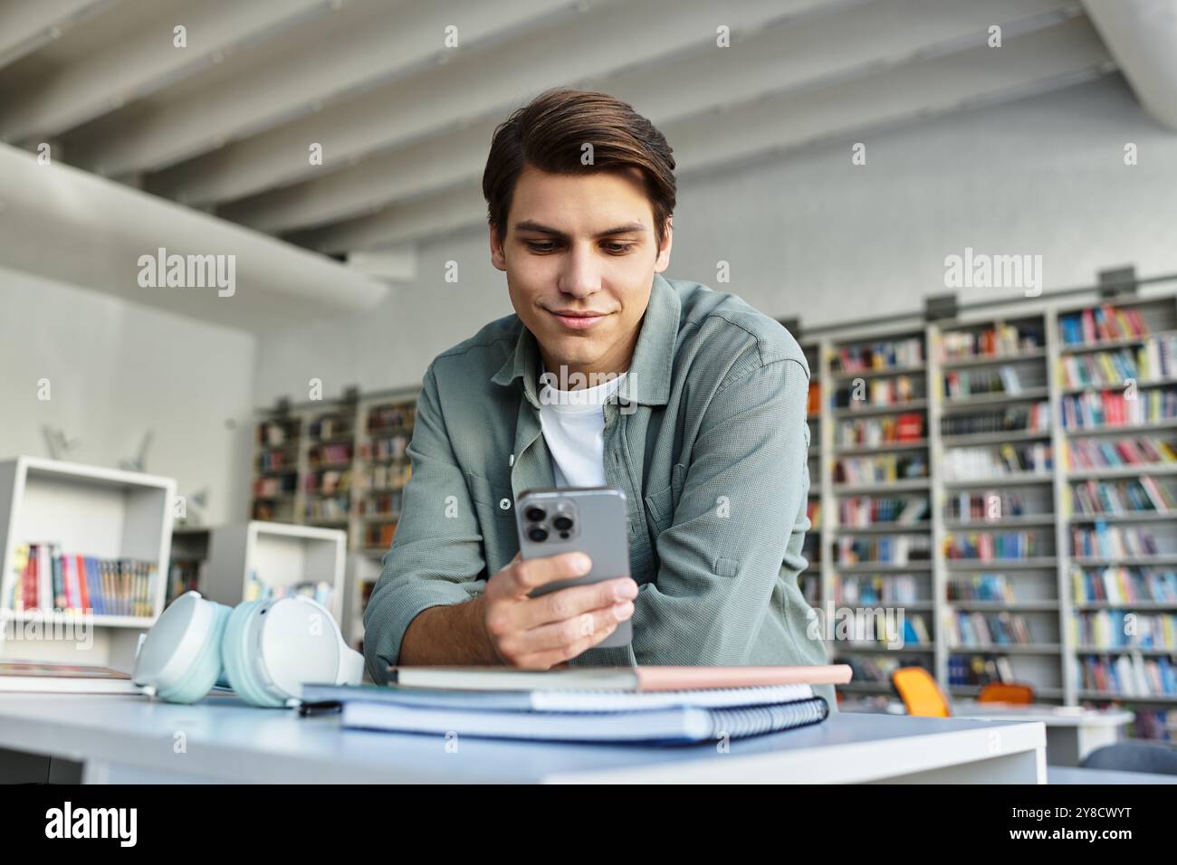 Joyous student studying hard, back to school Stock Photo - Alamy