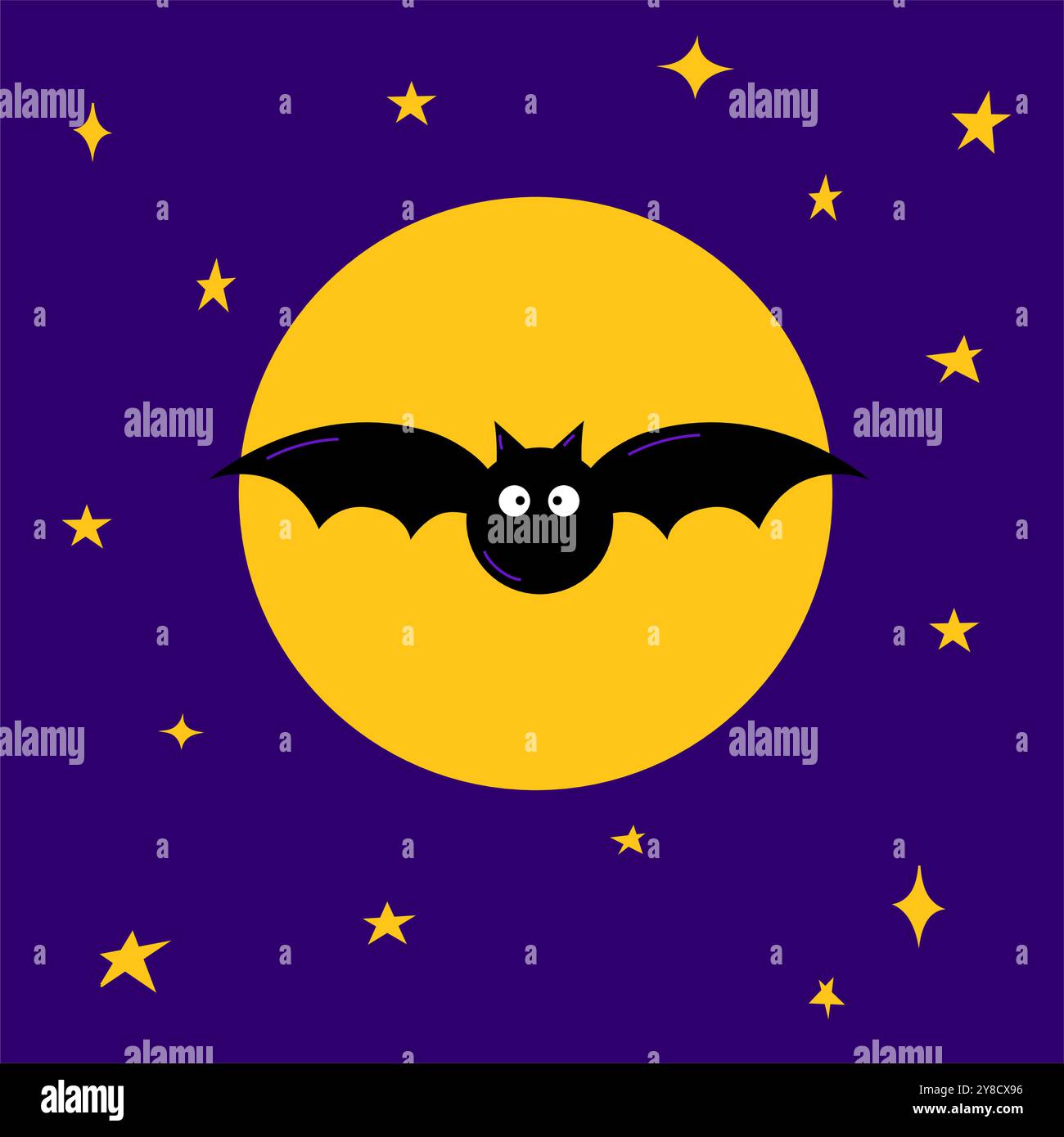 Halloween background vector cartoon illustration, with flying bat above ...