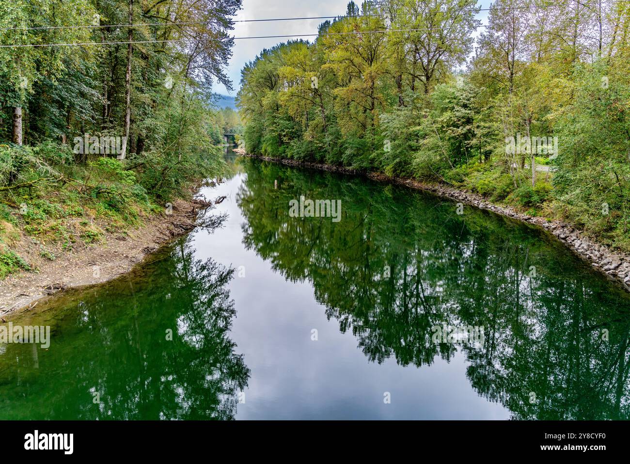 A view of the Snoqualmie River from the Reinig bridge in North Bend ...