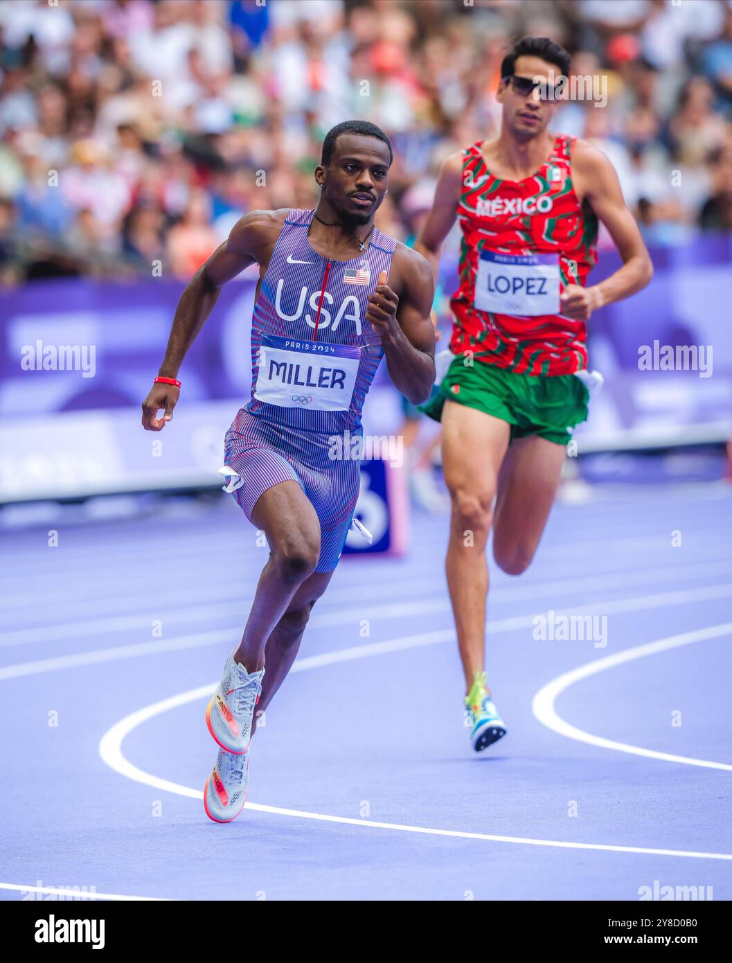 Brandon Miller participating in the 800 meters at the Paris 2024 ...