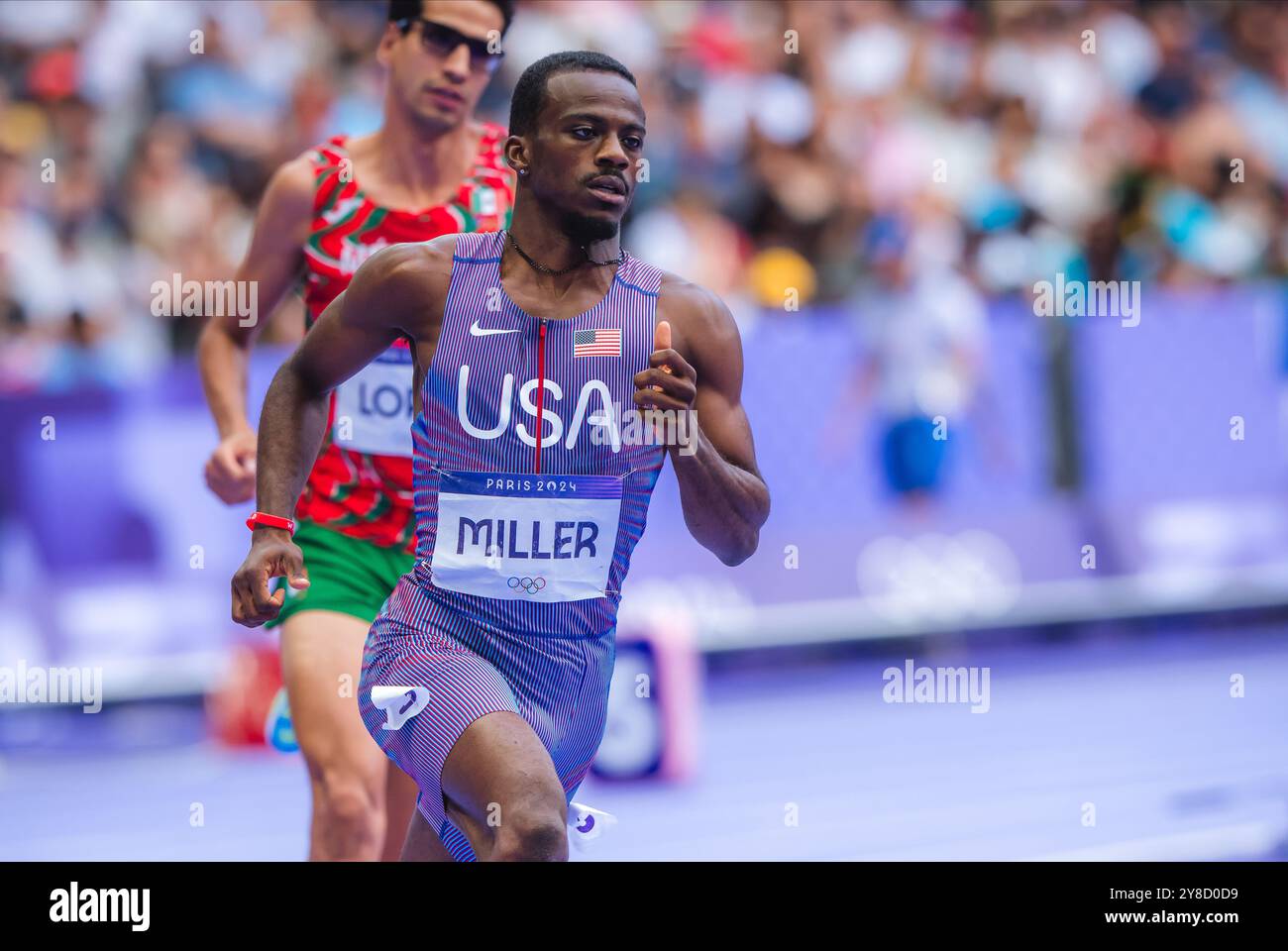 Brandon Miller participating in the 800 meters at the Paris 2024 ...