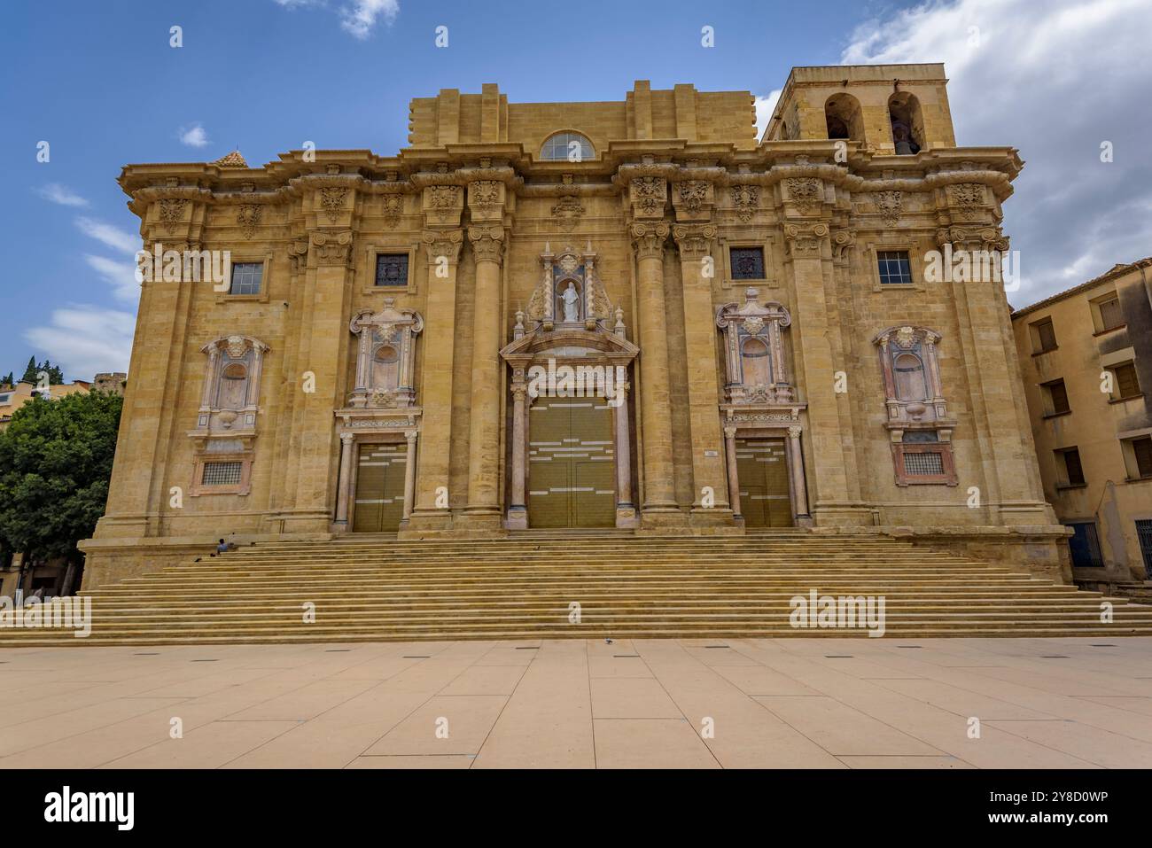 Facade of the Tortosa Cathedral, in Baroque style (Baix Ebre, Tarragona ...