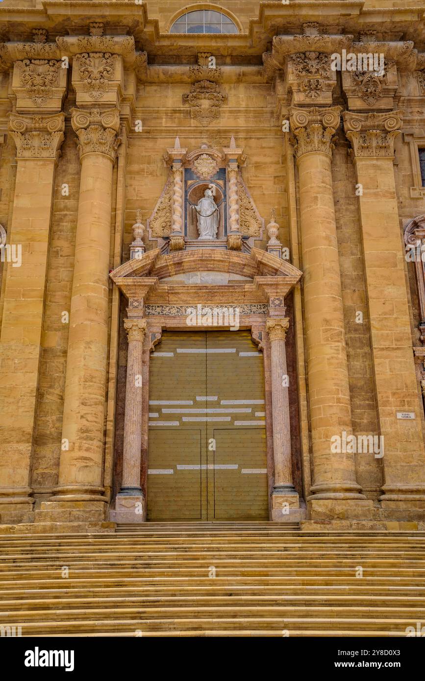 Facade of the Tortosa Cathedral, in Baroque style (Baix Ebre, Tarragona ...