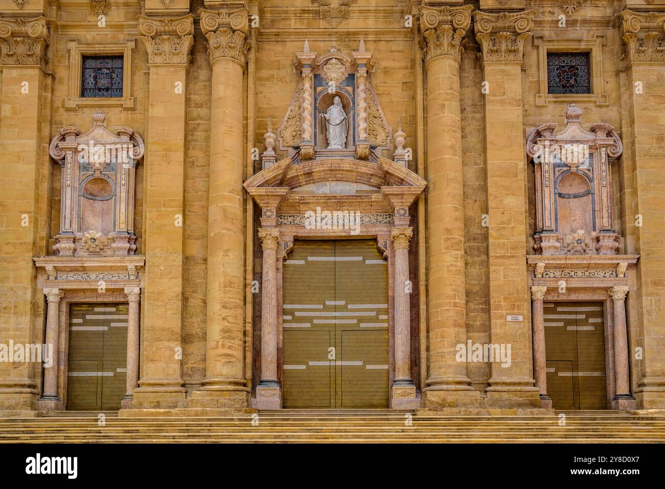 Facade of the Tortosa Cathedral, in Baroque style (Baix Ebre, Tarragona ...